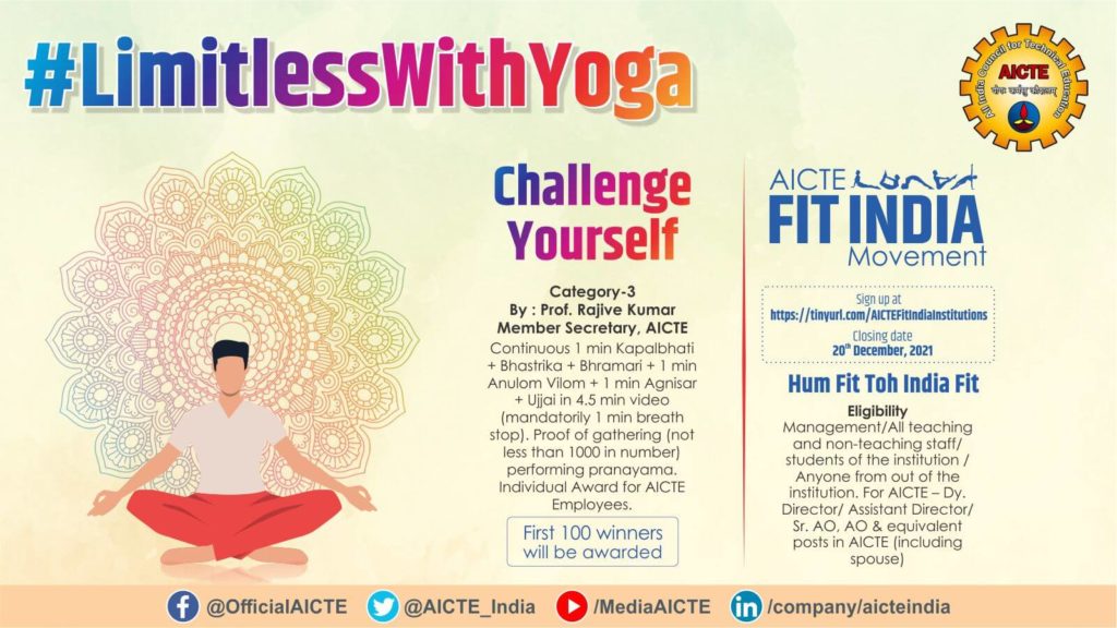 AICTE Fit India Challenge Poster With Link _ QR Code | LNCT Group
