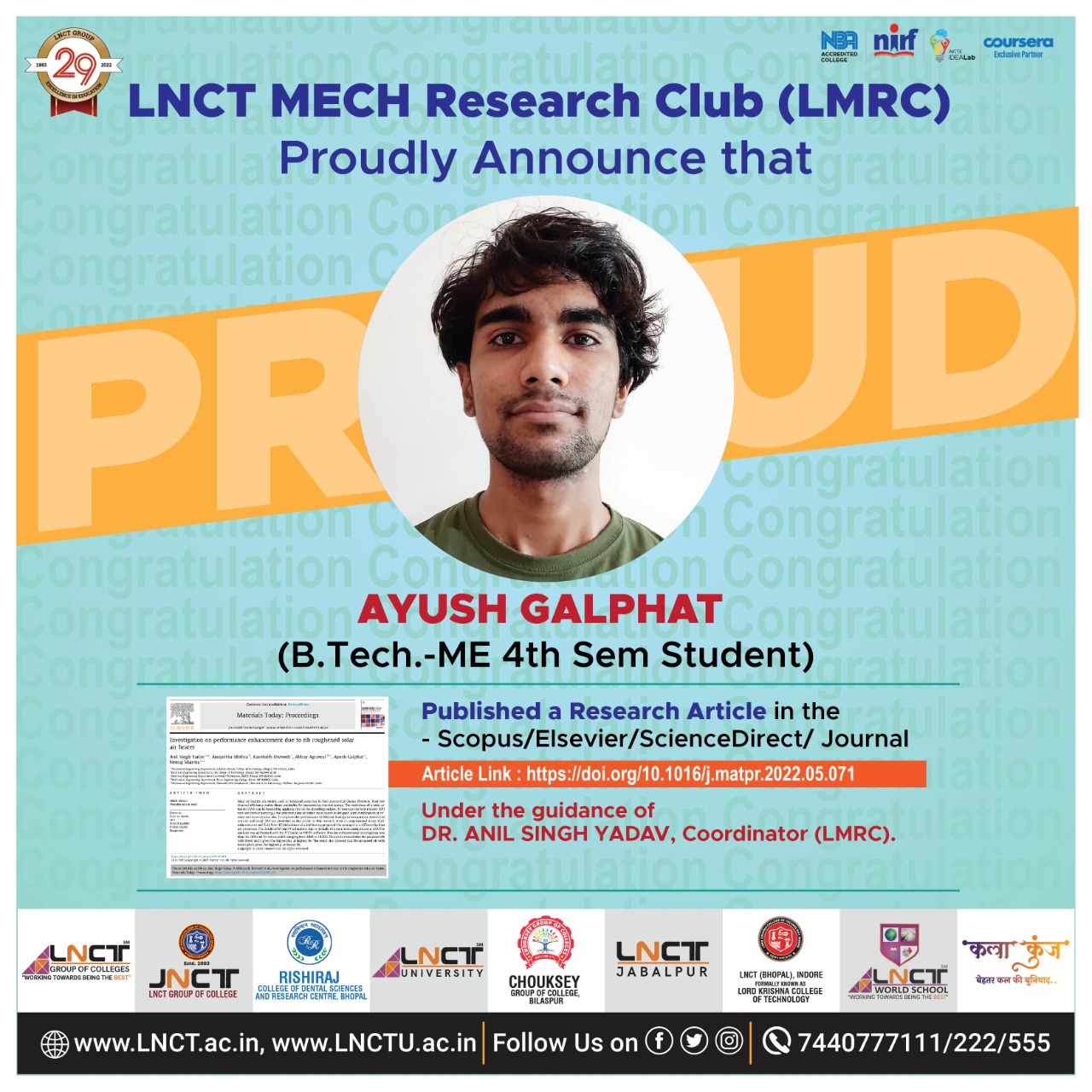 Congratulations To Ayush Galphat | LNCT Group