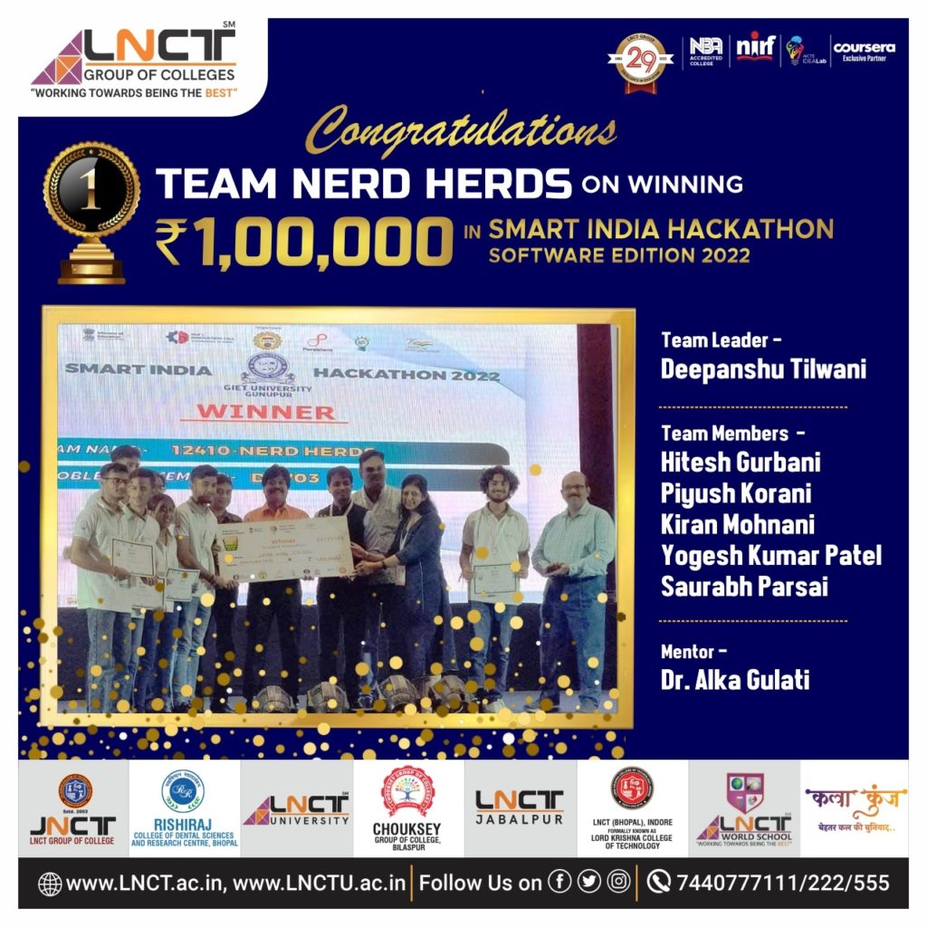 We Are Introducing The First Team From LNCT University Nerd Herds ...