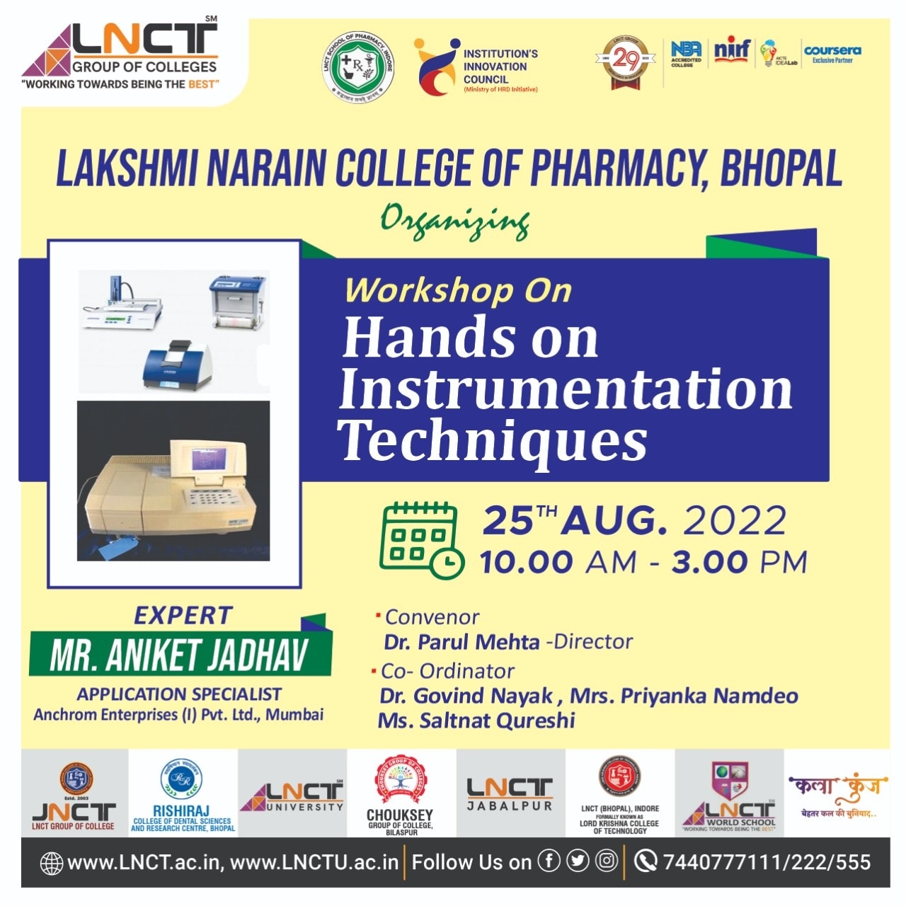 Workshop On Hands Instrumentation Techniques | LNCT Group