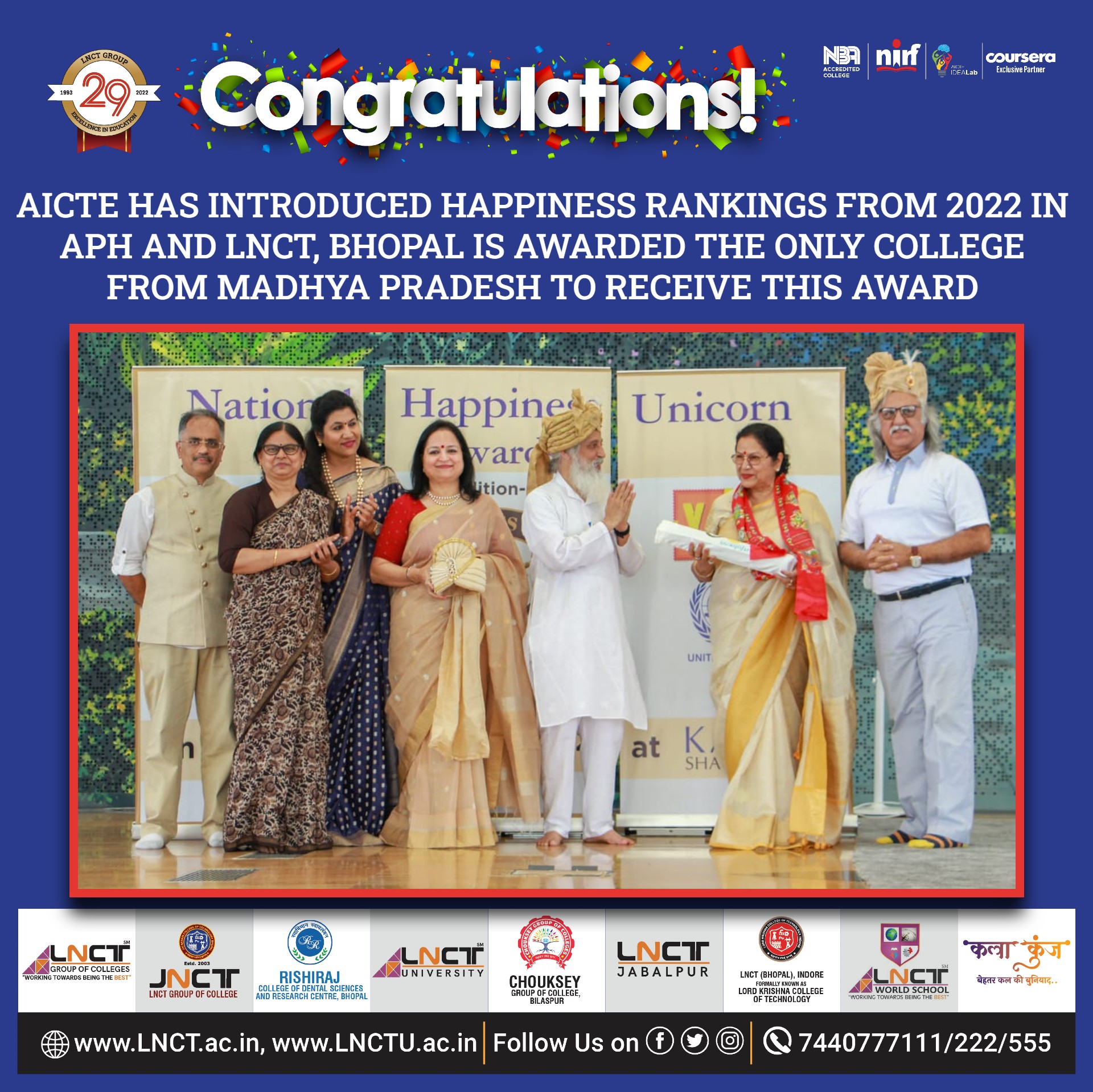 AICTE Happiness Rankings 2022 | LNCT Group