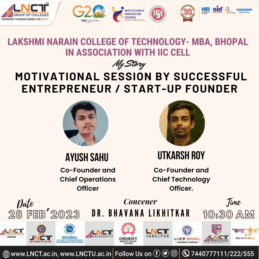 Motivational Session By Successful Entrepreneur Start-up Founder | LNCT ...