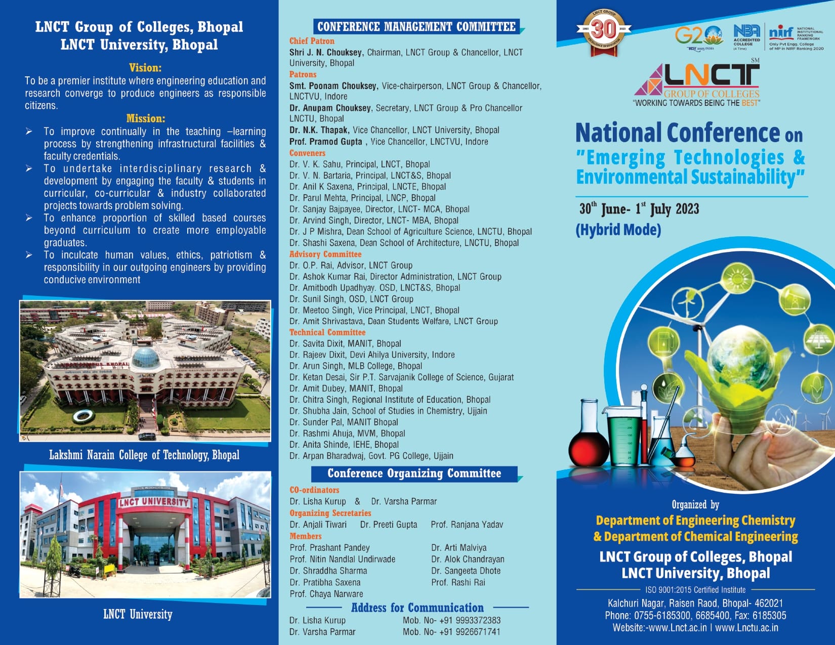 National Conference On Emerging Technologies & Environmental Sustainability | LNCT Group