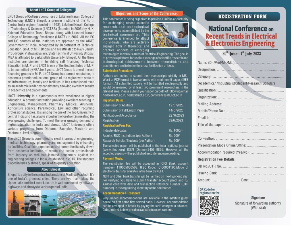 National Conference On Recent Trends In Electrical & Electronics Engineering | LNCT Group
