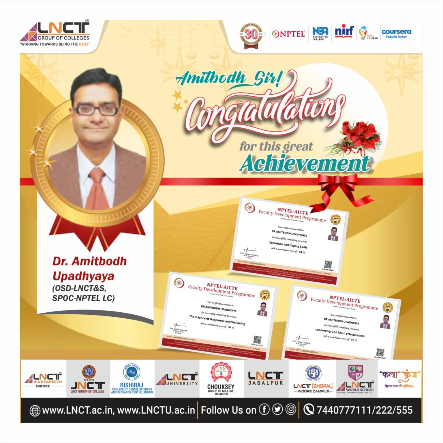 LNCT Incredible NPTEL STARS | LNCT Group