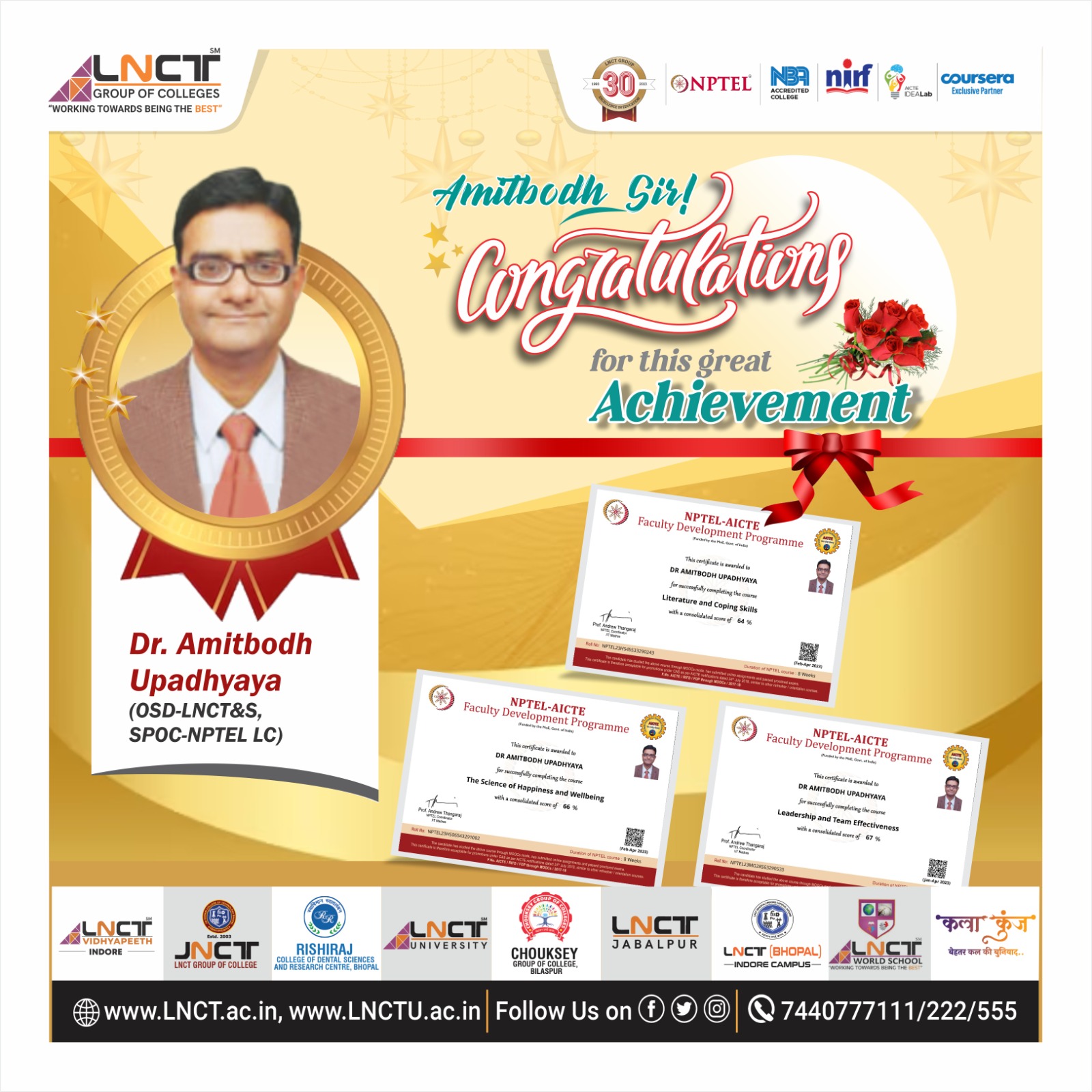 LNCT Incredible NPTEL STARS | LNCT Group