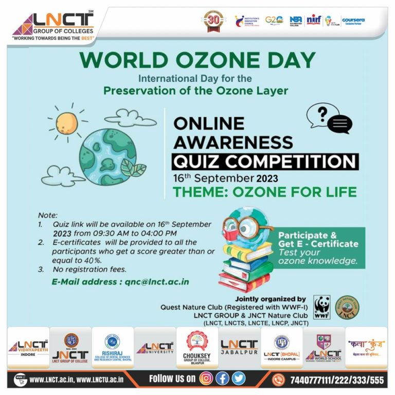 National Level E-Quiz On OZONE In Honor Of World Ozone Day | LNCT Group