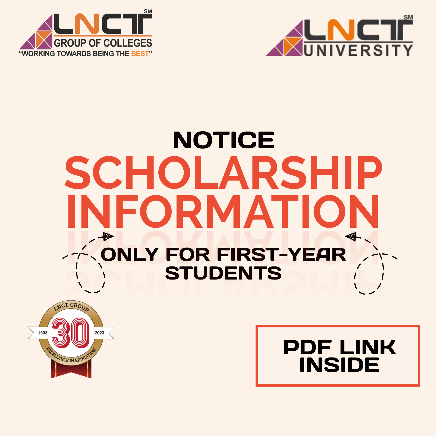 Scholarship Information For First-Year Students | LNCT Group