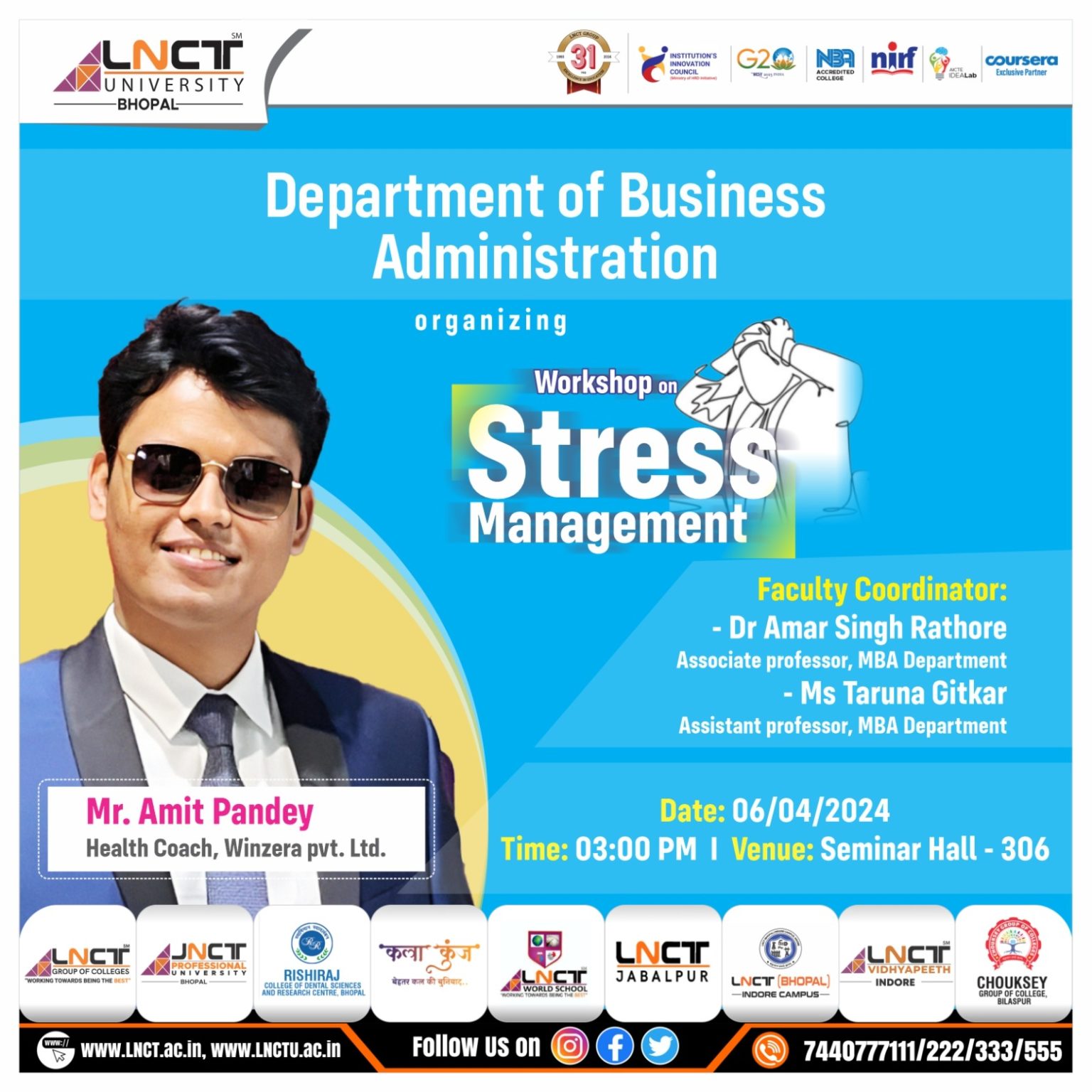Workshop On Stress Management Organized By The Department Of Business Administration | LNCT Group
