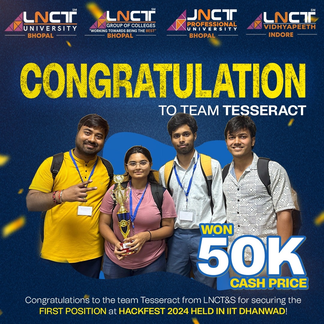 Team Tesseract From LNCT&S For Clinching The Top Spot At Hackfest 2024 ...
