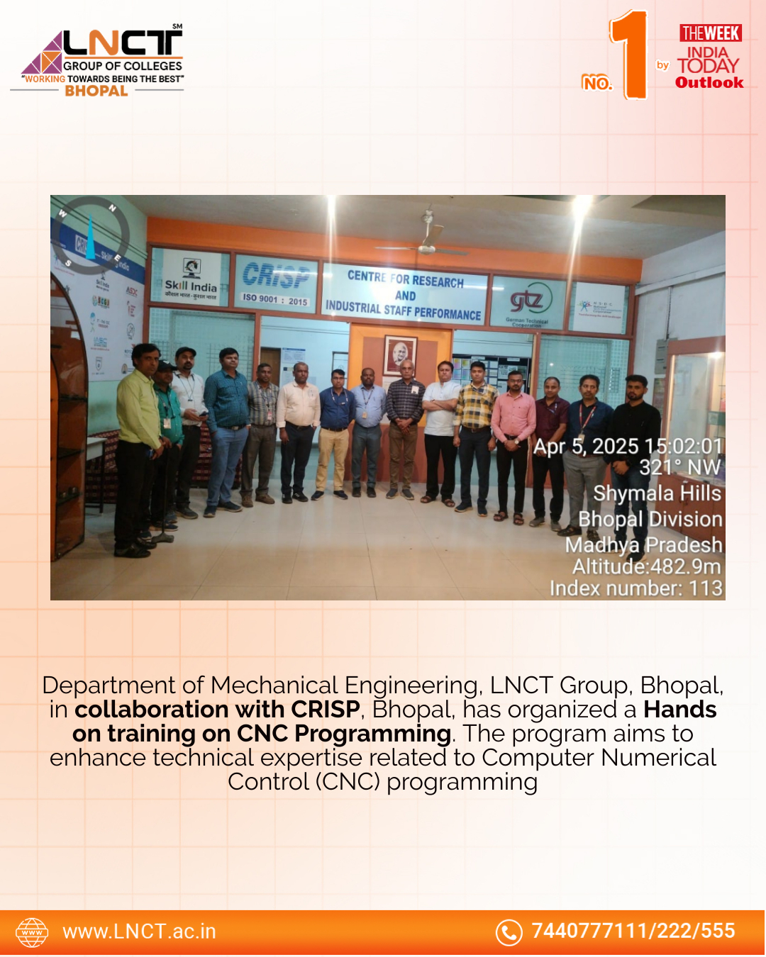 Hands-On Training On CNC Programming Organized By LNCT Group And CRISP Bhopal | LNCT Group