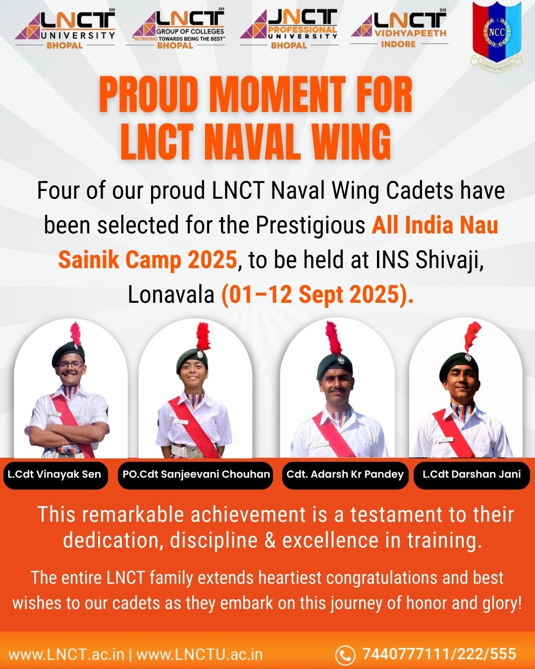 LNCT Naval Wing Cadets Selected For All India Nau Sainik Camp 2025 ...