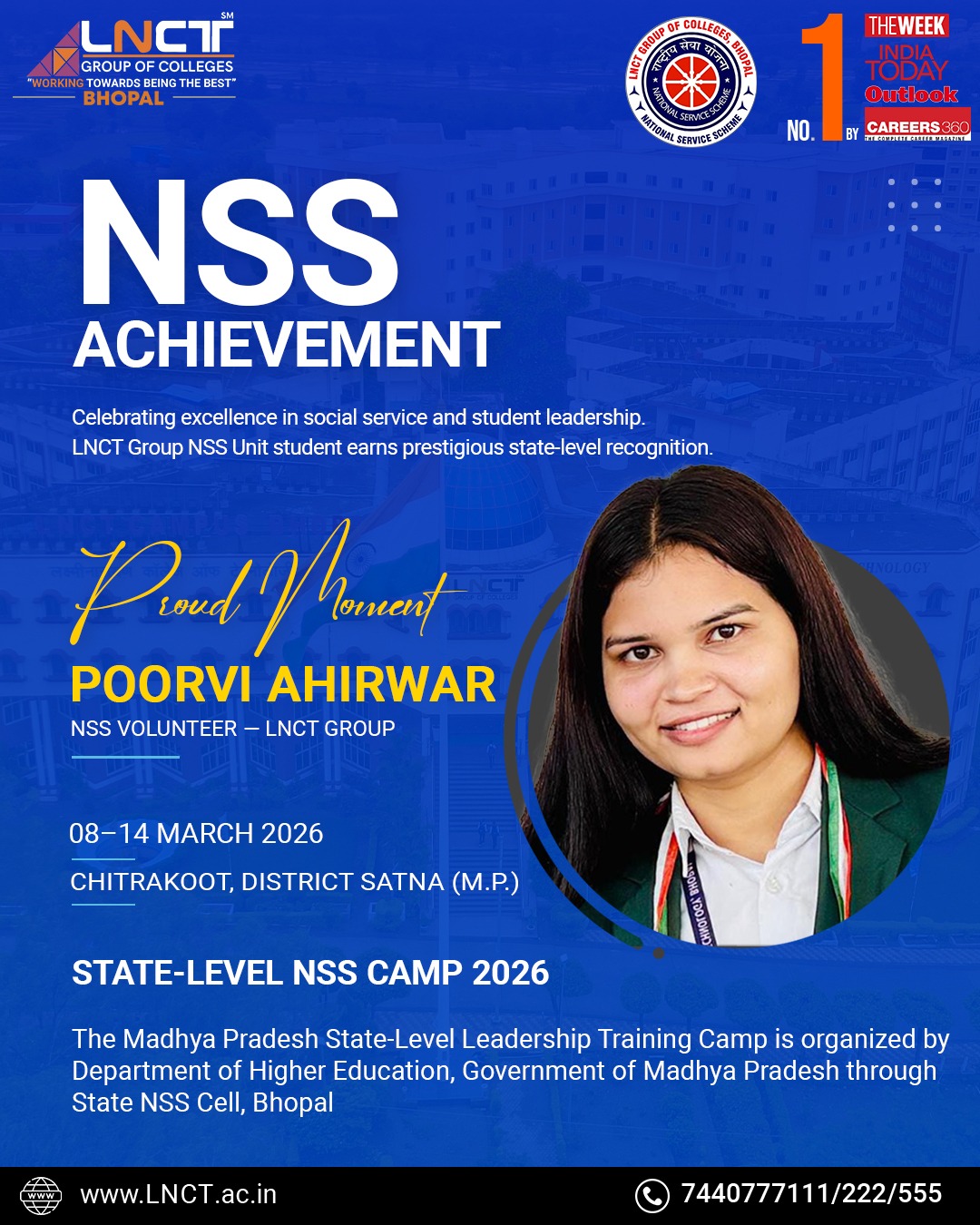 Congratulations To Poorvi Ahirwar, NSS Volunteer, For Achieving State ...